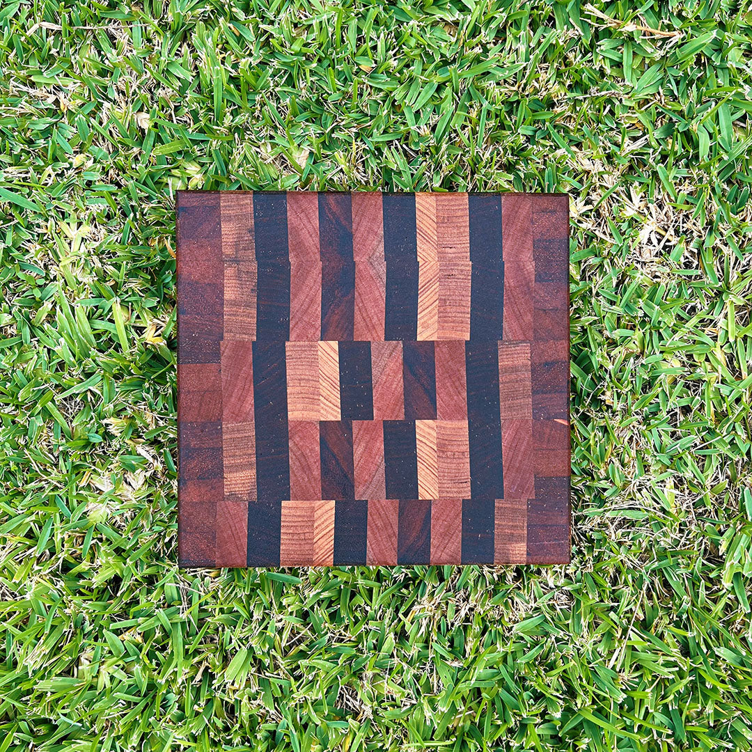 Hardwood Chequered Square Chopping Board – Designs by David G